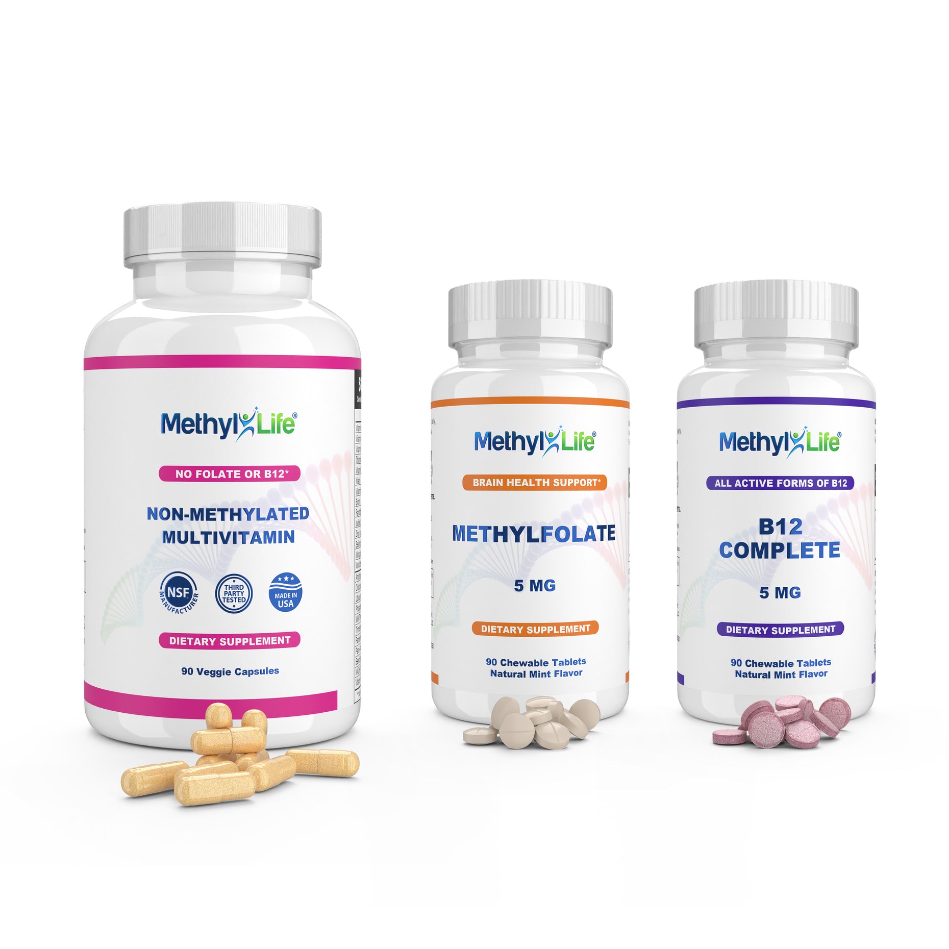 Methylation Vitamins: Methyl B12 & Methylfolate 5 MTHF - 3 Products ...